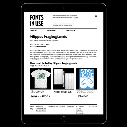 Fonts In Use Contribution Showcase – Filippos Fragkogiannis
