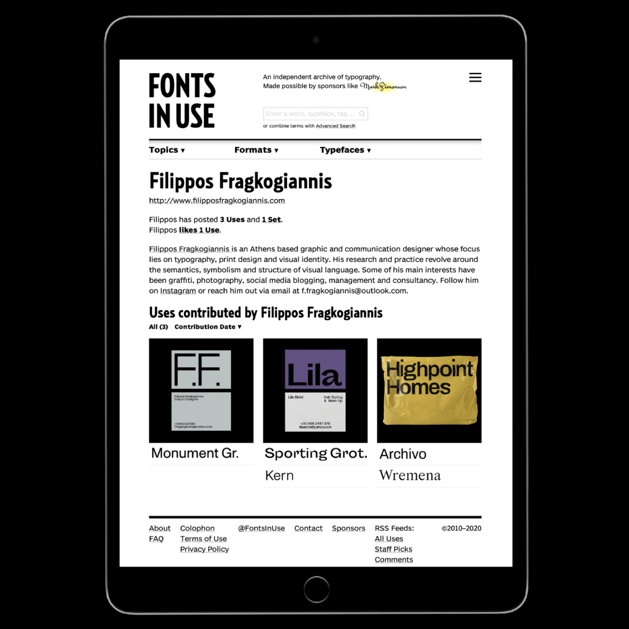 Fonts In Use Contribution Showcase – Filippos Fragkogiannis